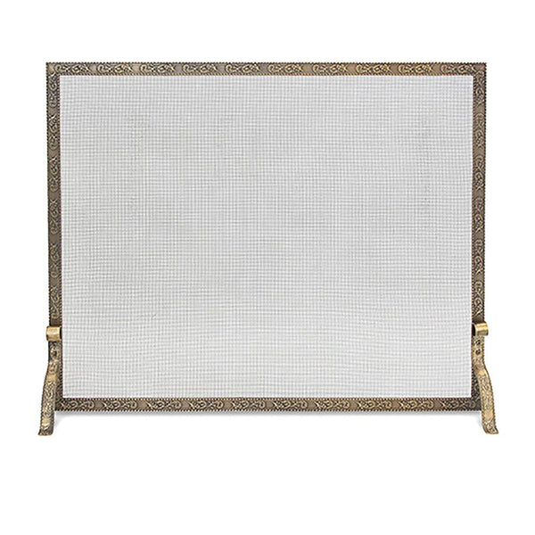 Bay Branch Embossed Single Panel Screen, Brass – Electric Fireplaces Direct
