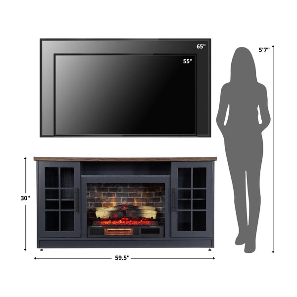 Dalton 60-in Electric Fireplace TV Stand in Steel Blue | Electric ...