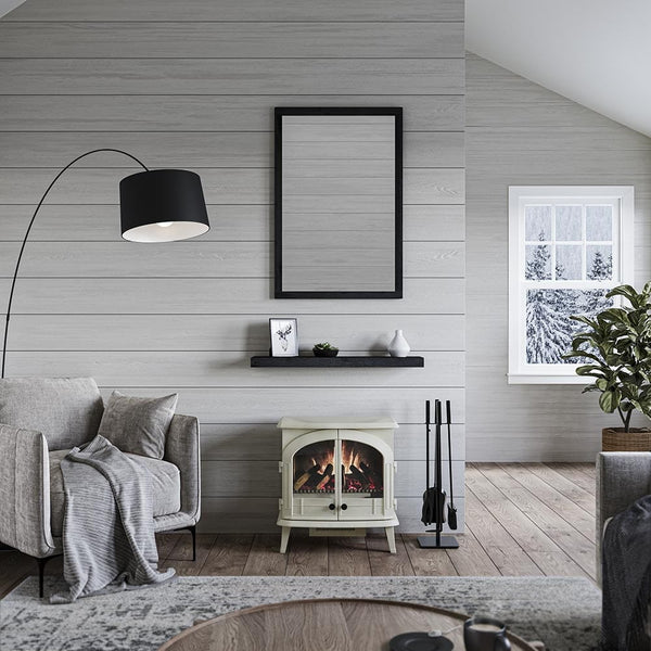 Modern Ember 26-in Smart Cream Electric Fireplace Stove Heater ...