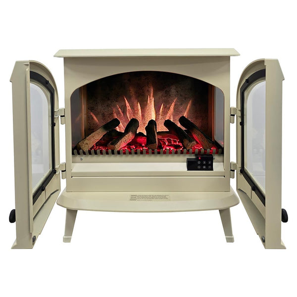 Modern Ember 26-in Smart Cream Electric Fireplace Stove Heater ...