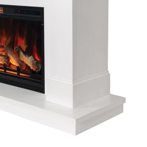 Modern Ember Lauderdale Electric Fireplace Mantel Package in White ...