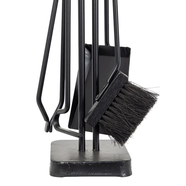 Modern Ember Levi 5 Piece Fireplace Tool Set in Black with Walnut Hand ...