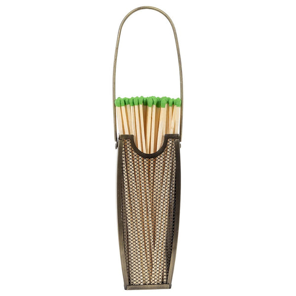 Modern Ember Match Stick Basket in Aged Brass | Electric Fireplaces Direct