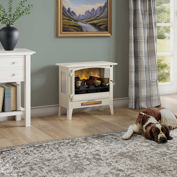 Country Living Smart 24-in Cream Infrared Electric Fireplace Stove Hea ...