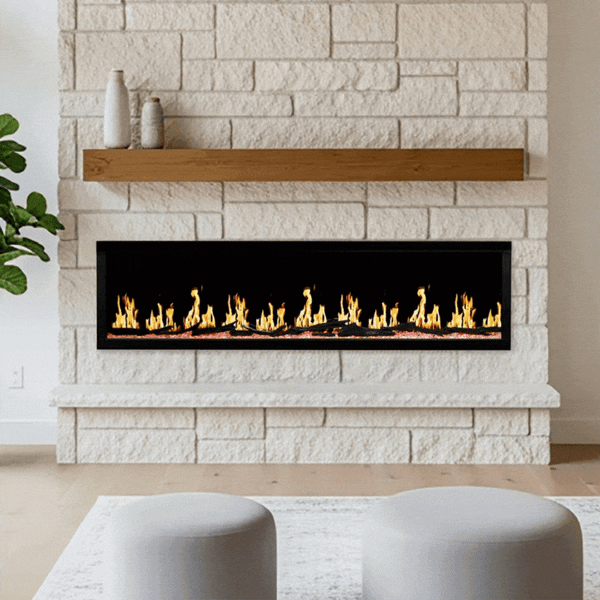 Modern Ember 88-in Highmark Luxe Virtual LCD Linear Electric Fireplace ...