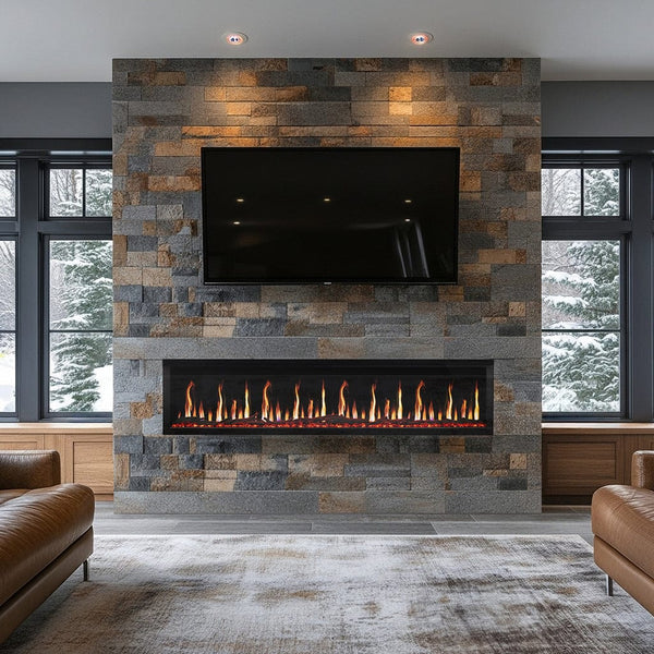 Modern Ember 88-in Highmark Luxe Virtual LCD Linear Electric Fireplace ...