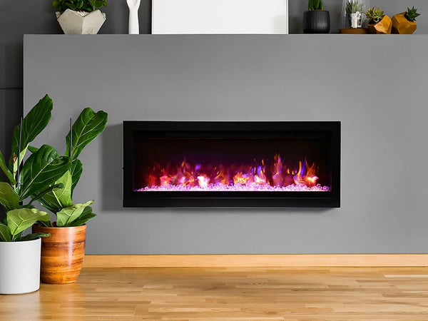 Amantii Symmetry 42-In Basic Built-In Electric Fireplace w/ Black Stee ...